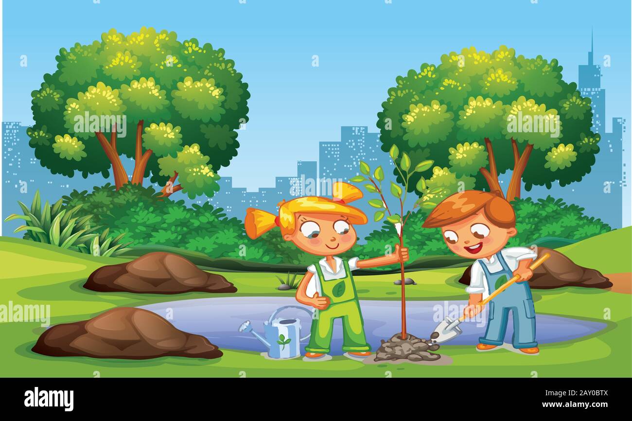 Summer in garden nice Stock Vector Images - Alamy