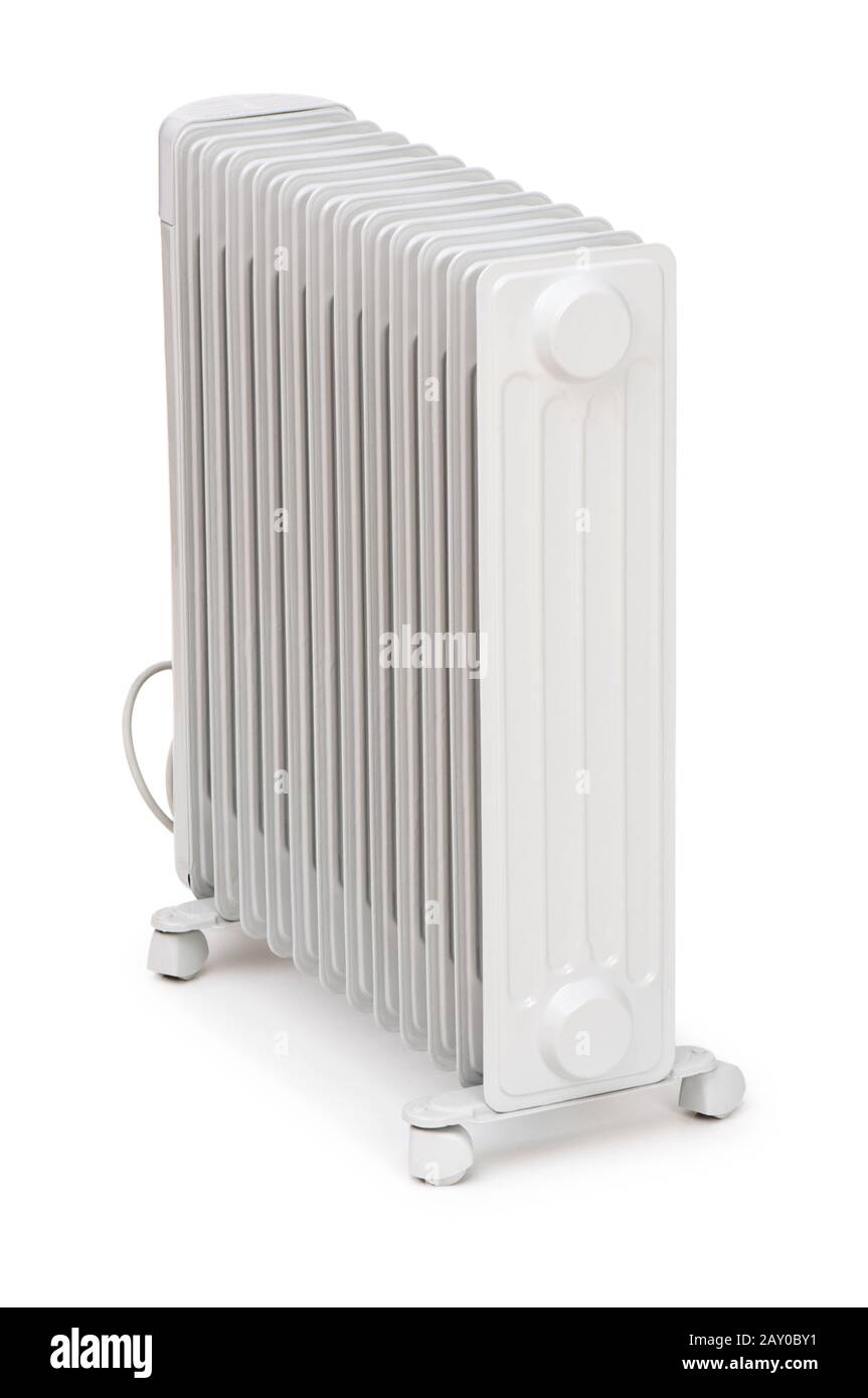 Oil radiator isolated on the white background Stock Photo - Alamy