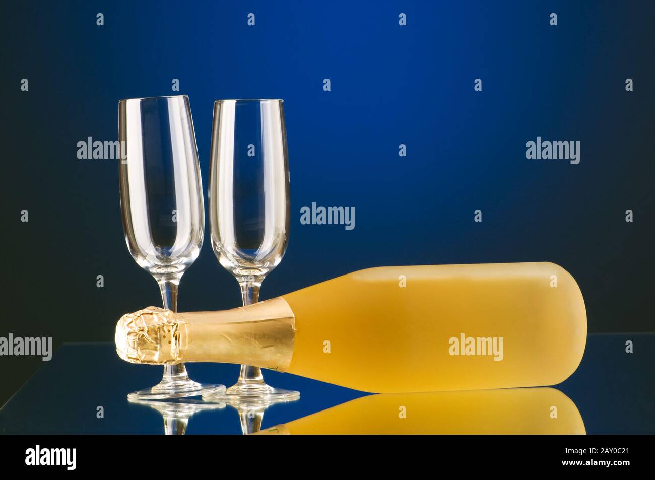 Champagne against color gradient background Stock Photo - Alamy