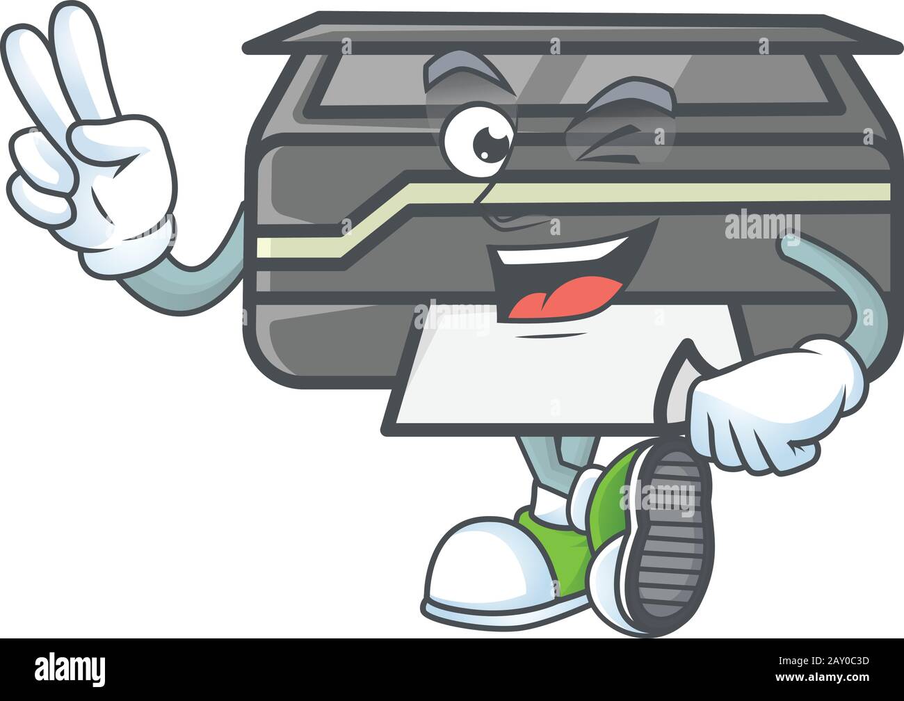 Cute cartoon mascot picture of printer with two fingers Stock Vector ...