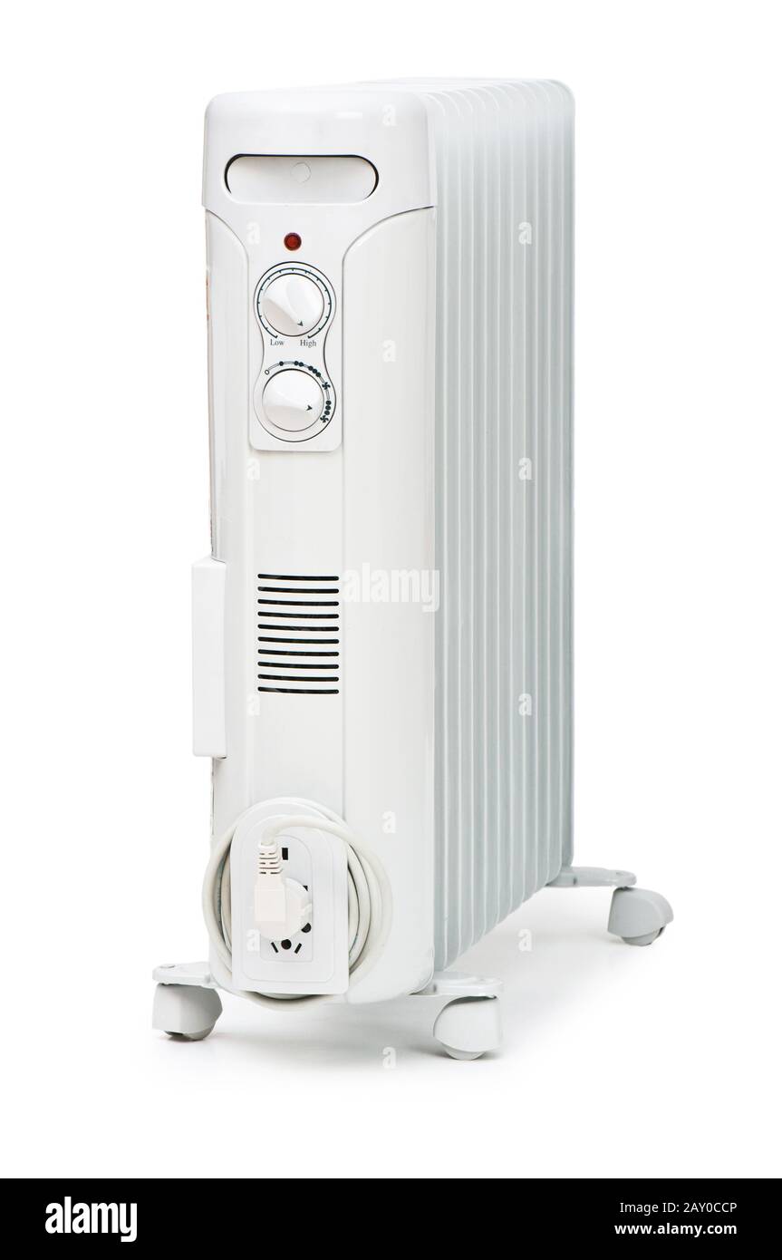 Oil radiator isolated on the white background Stock Photo - Alamy