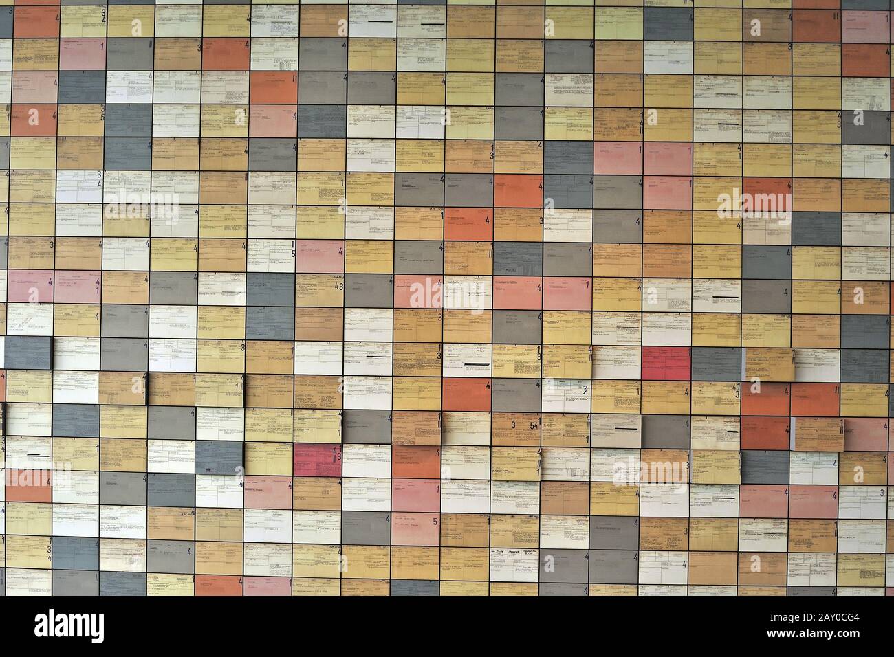 Wall with index cards of former SS members in the newly designed ...