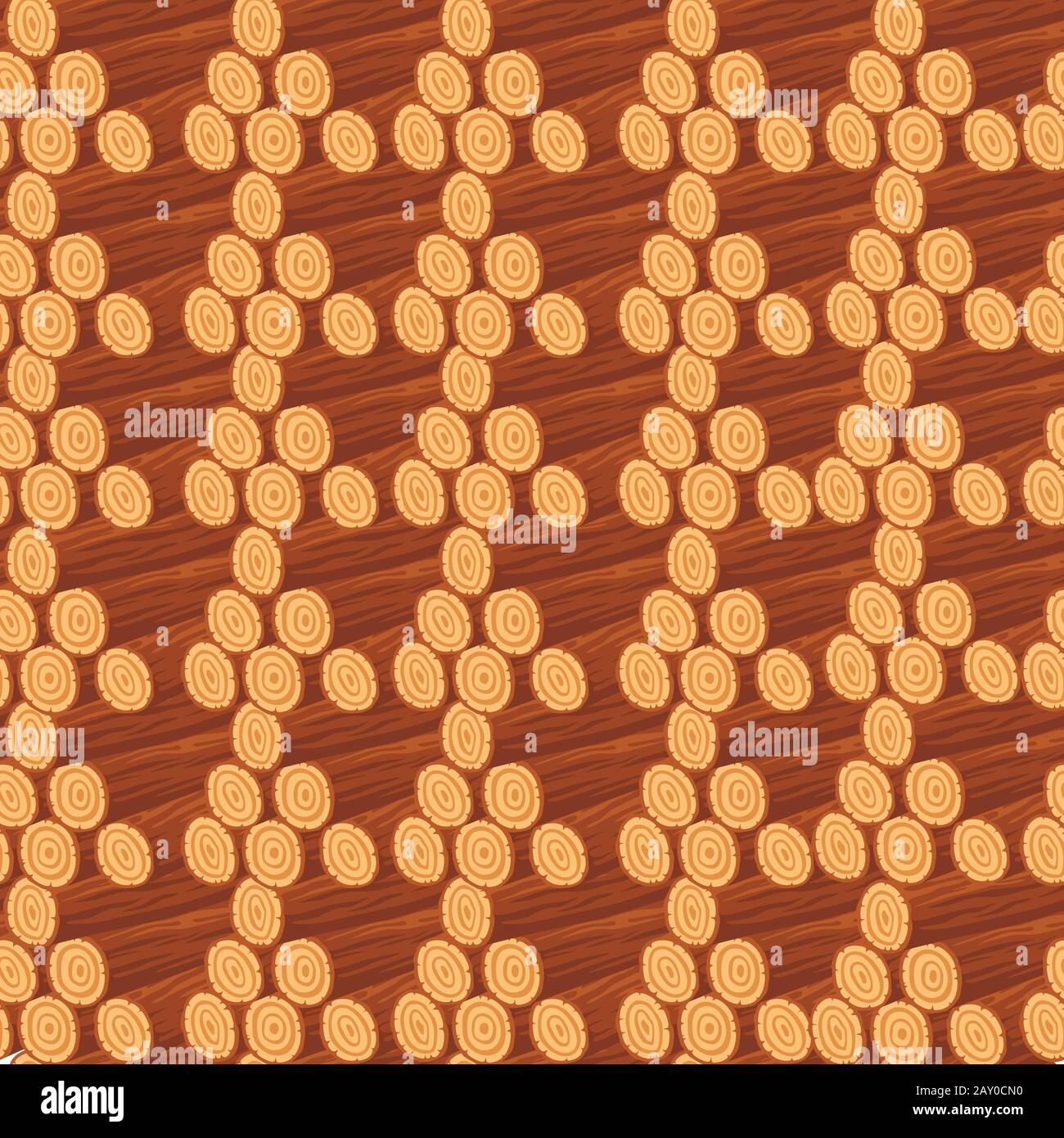 Seamless pattern of stacks wooden logs flat vector illustration Stock ...