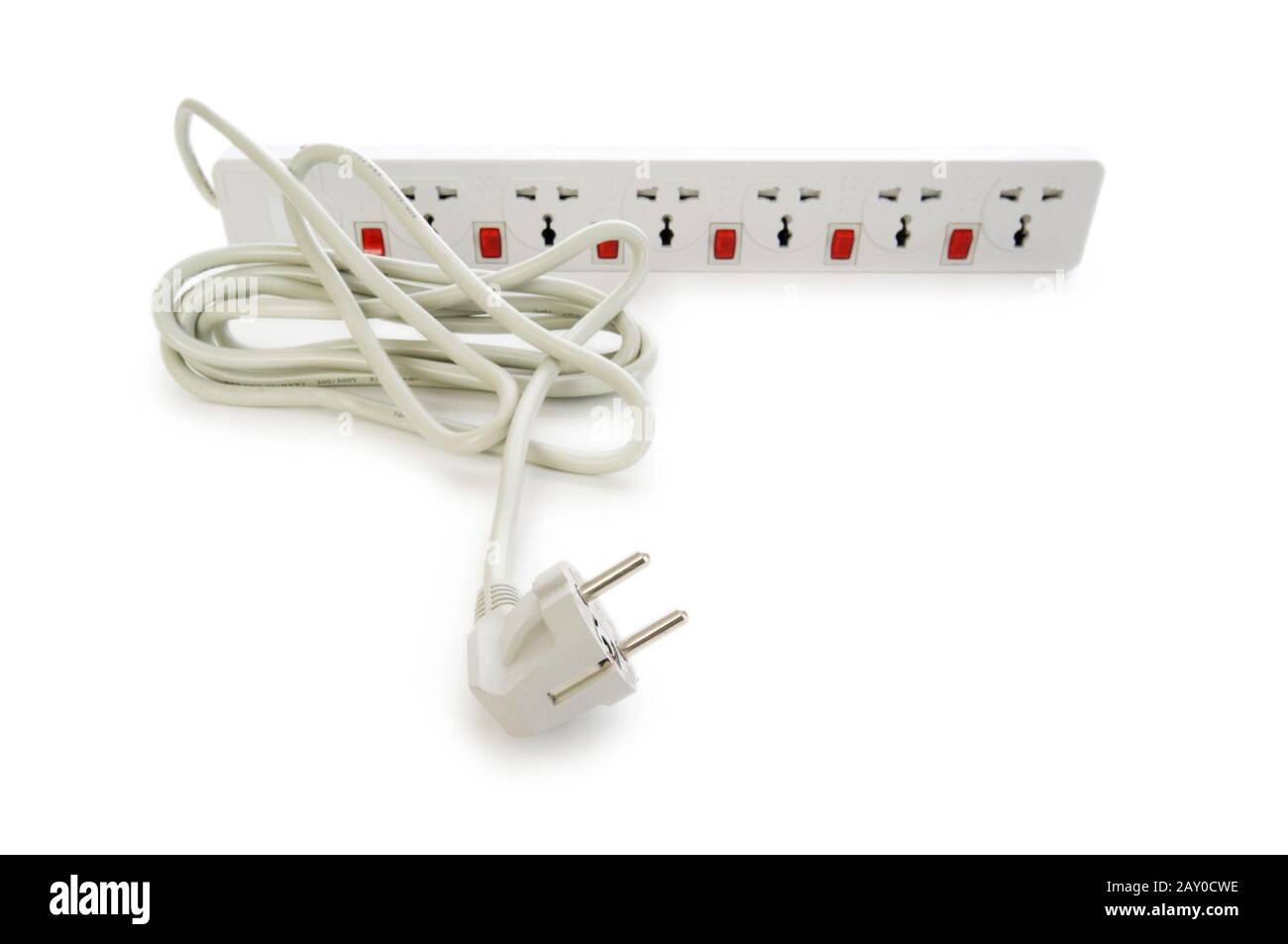 Extension cord isolated on the white background Stock Photo - Alamy