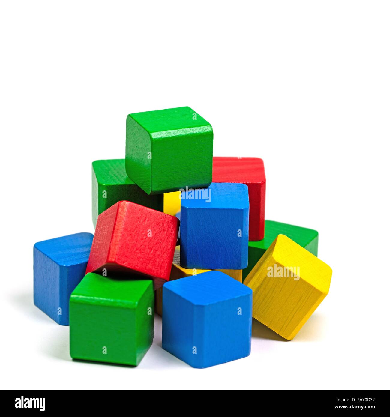 Colorful wooden toy blocks against white background Stock Photo - Alamy