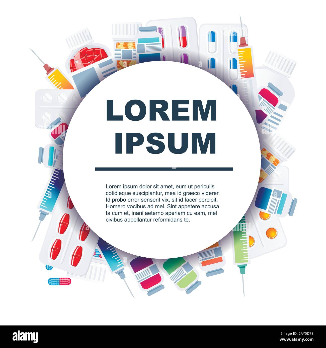 Medical greetings card or flyer concept design ellipse in center with ...