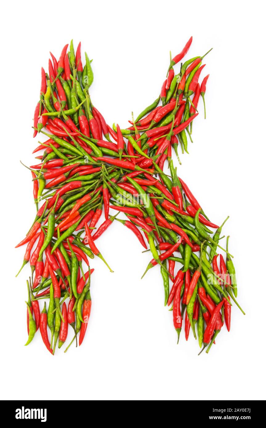 Alphabet with green and red peppers - letter Stock Photo - Alamy