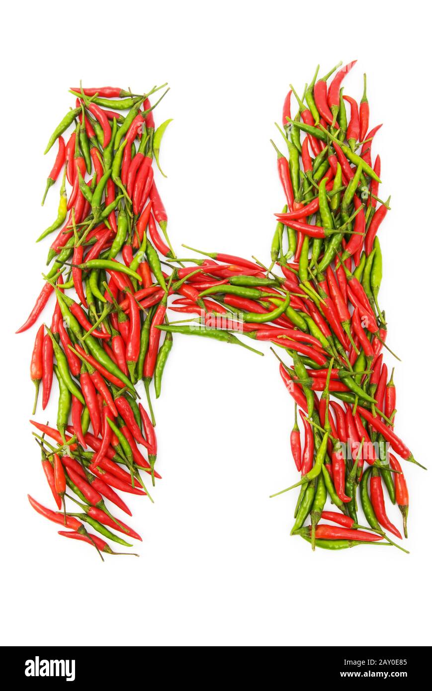 Alphabet with green and red peppers - letter Stock Photo - Alamy