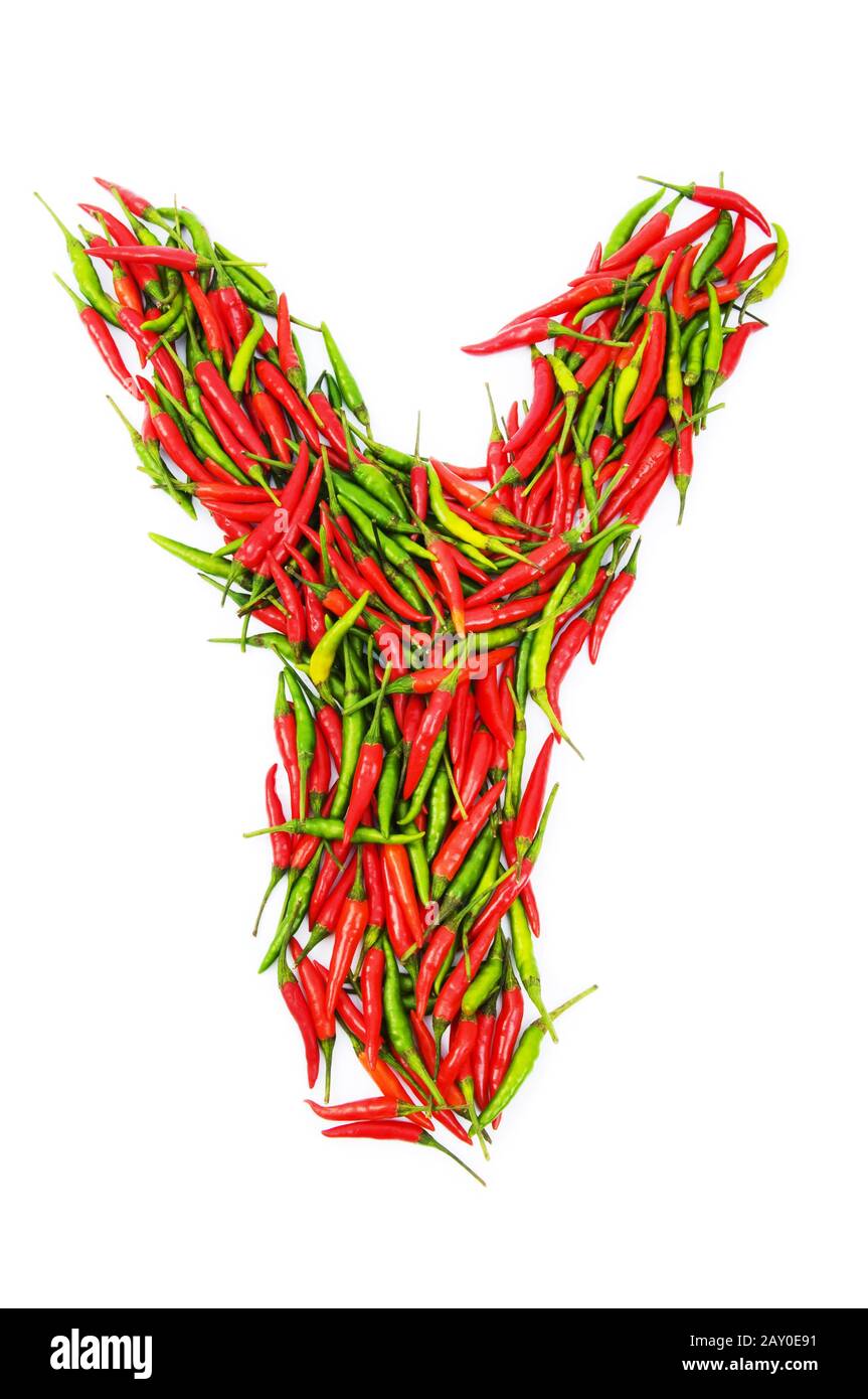 Alphabet with green and red peppers - letter Stock Photo - Alamy