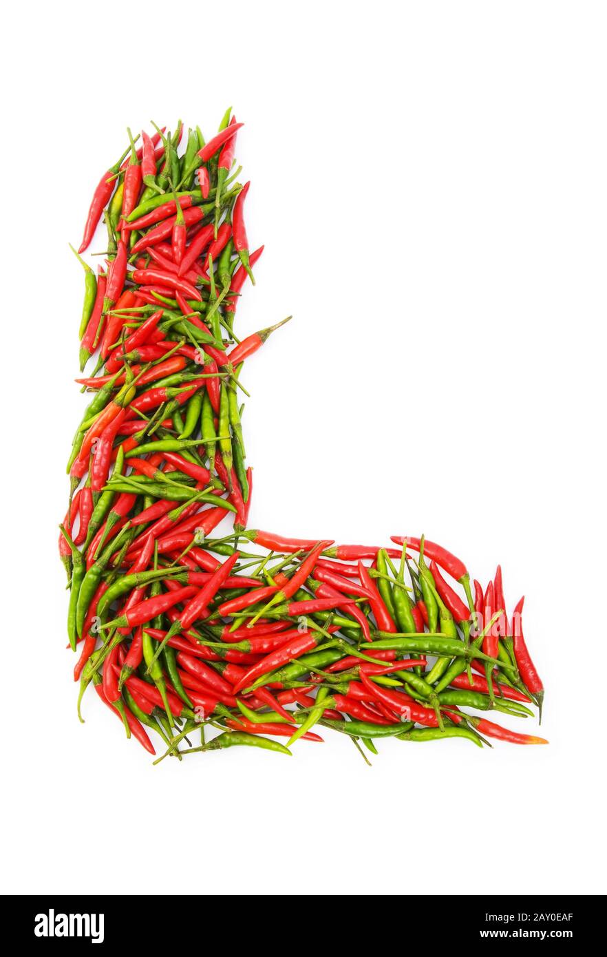 Alphabet with green and red peppers - letter Stock Photo - Alamy