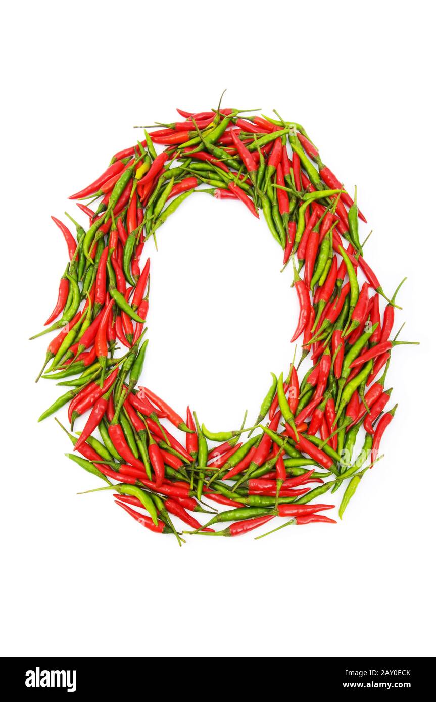 Alphabet with green and red peppers - letter Stock Photo - Alamy