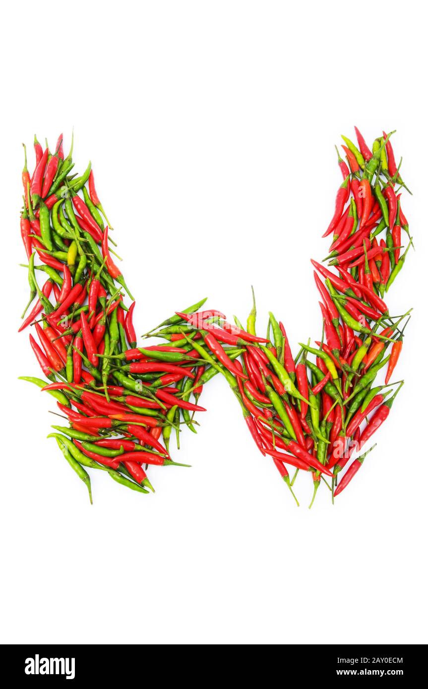 Alphabet with green and red peppers - letter Stock Photo - Alamy