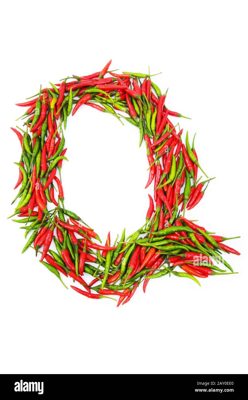 Alphabet with green and red peppers - letter Stock Photo - Alamy