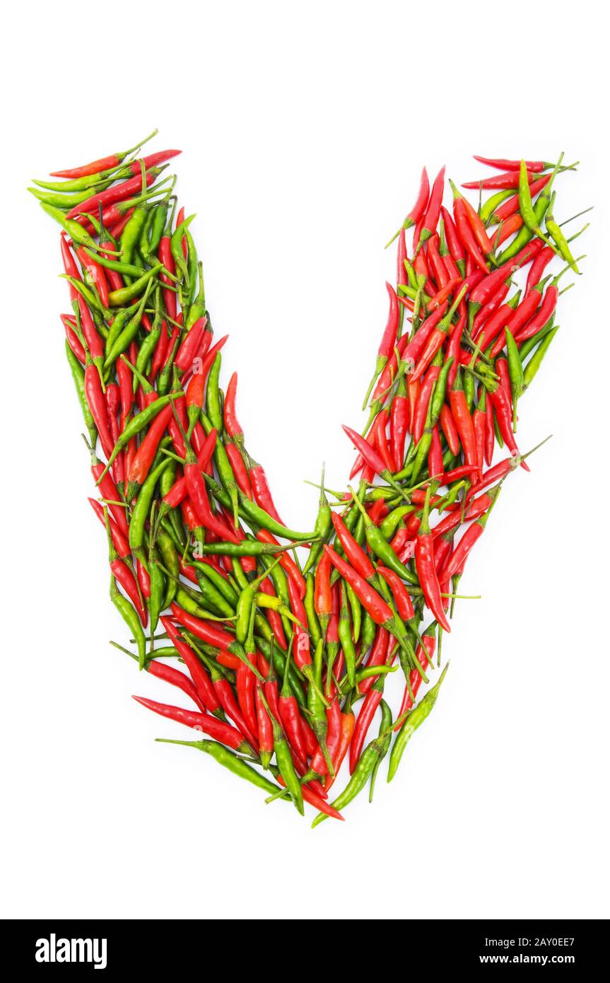 Alphabet with green and red peppers - letter Stock Photo - Alamy