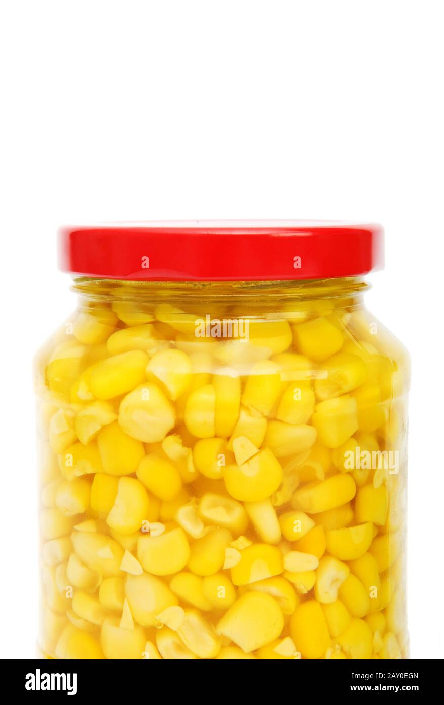 Sweet corn in glass jar isolated on white Stock Photo - Alamy