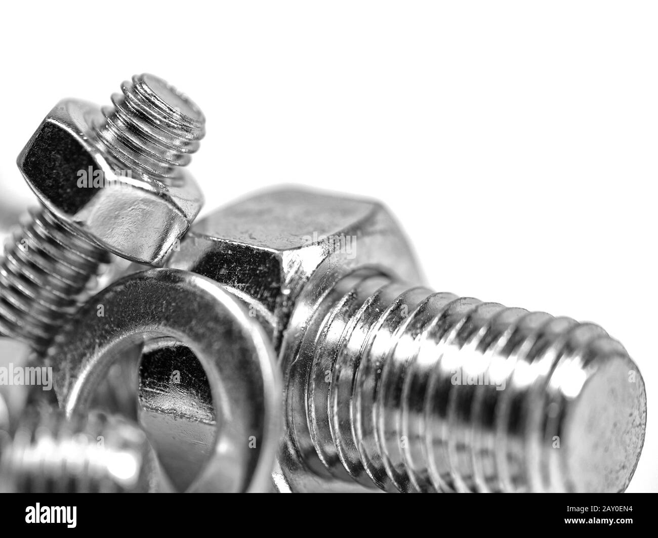 Nuts bolts white background bolt Black and White Stock Photos & Images ...