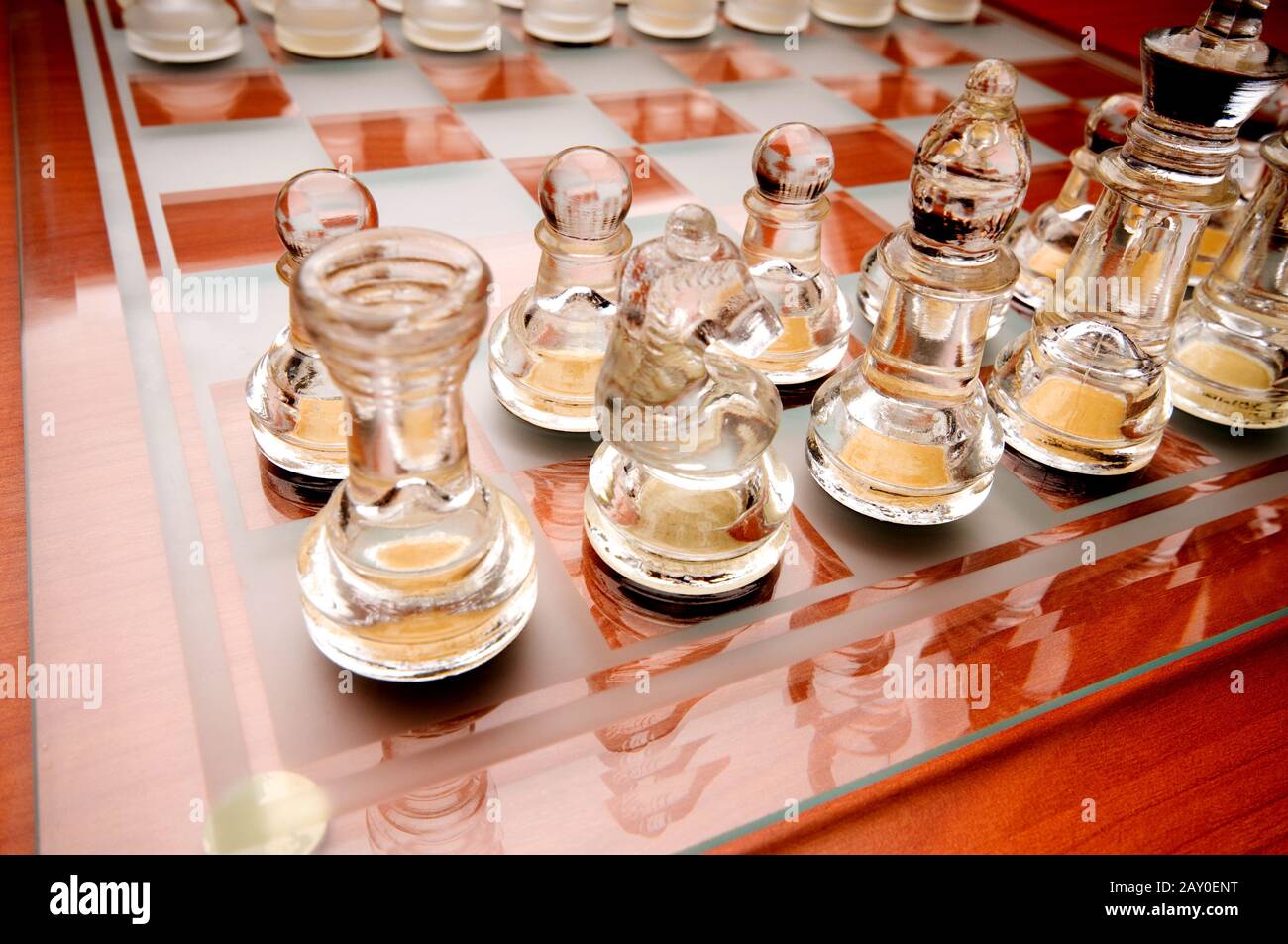 Set of chess figures on the playing board Stock Photo - Alamy