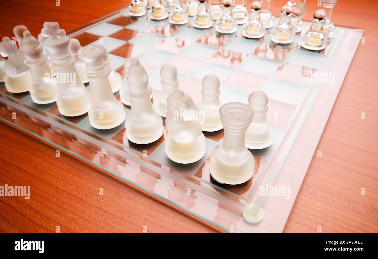 Set of chess figures on the board Stock Photo - Alamy