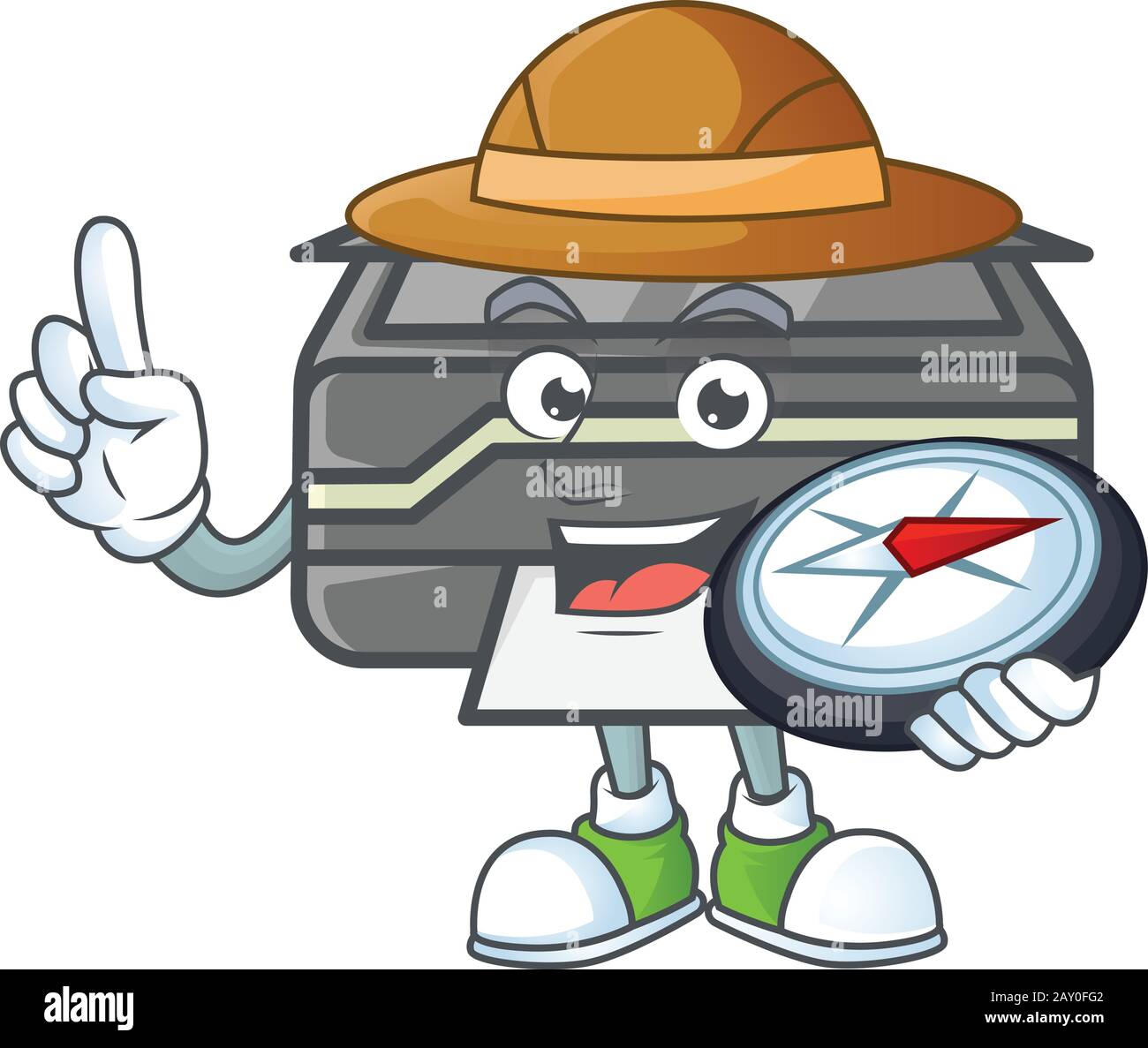 A printer explorer cartoon design having a compass Stock Vector Image ...