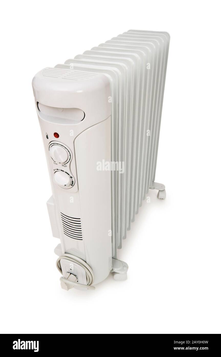 Oil radiator isolated on the white background Stock Photo - Alamy