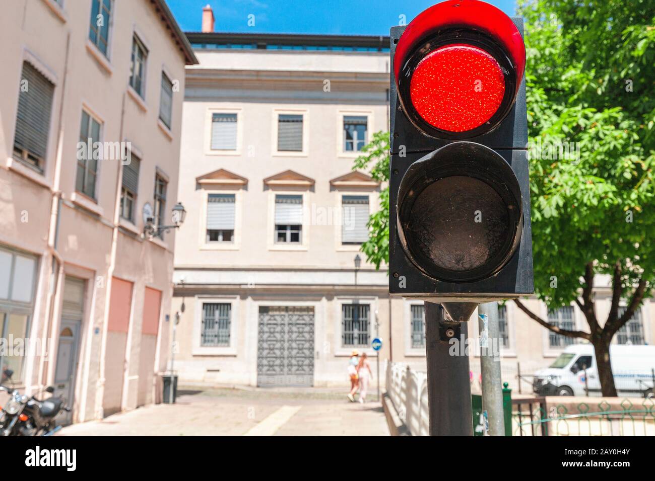 Red traffic light at the pedestrian street Stock Photo - Alamy