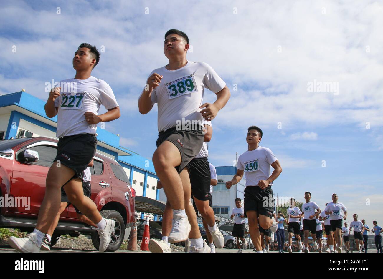 Pasay, Philippines. 12th Feb, 2020. Male recruits in white shirt during ...