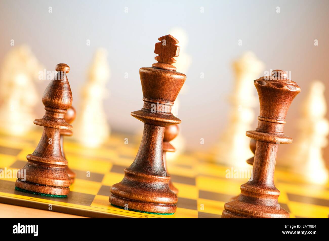 Set of chess figures on the playing board Stock Photo - Alamy