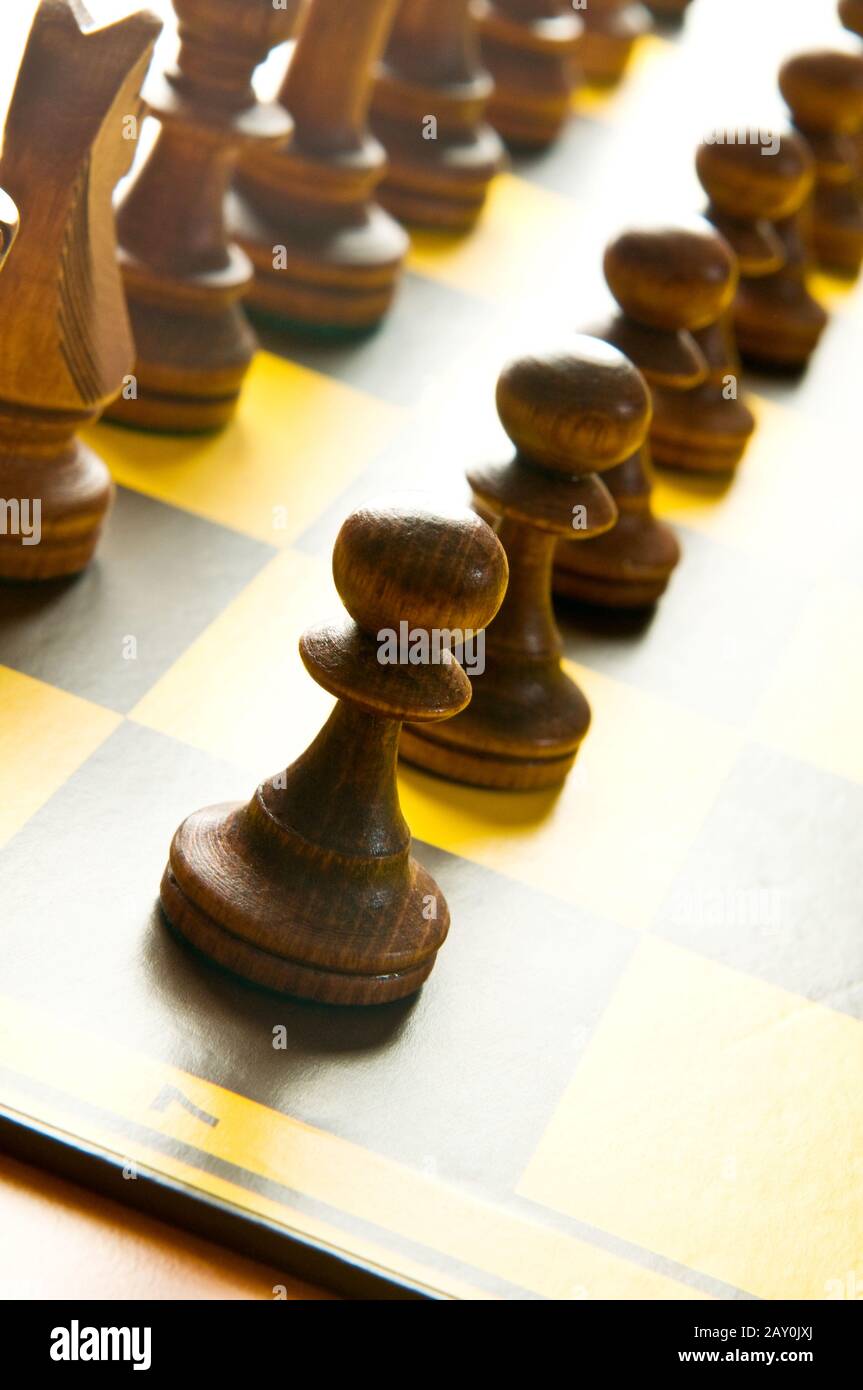 Set of chess figures on the playing board Stock Photo - Alamy