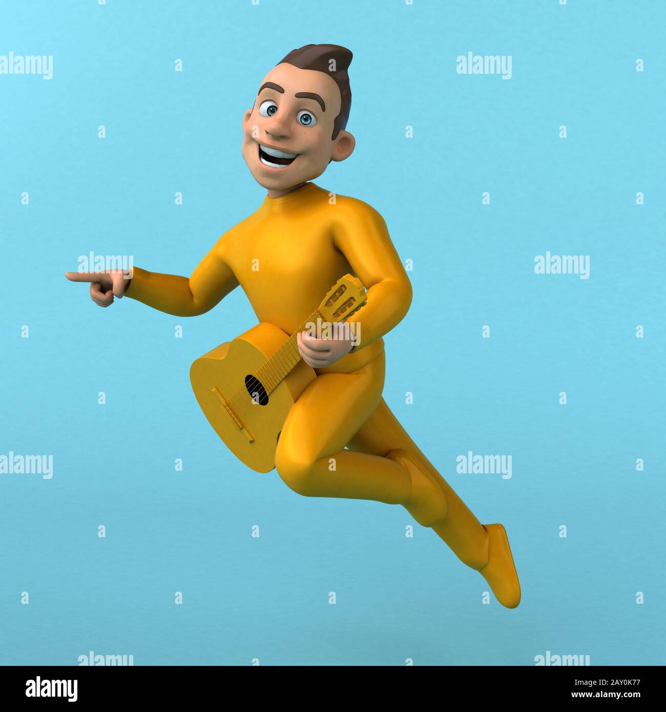 Fun 3D cartoon yellow character Stock Photo - Alamy