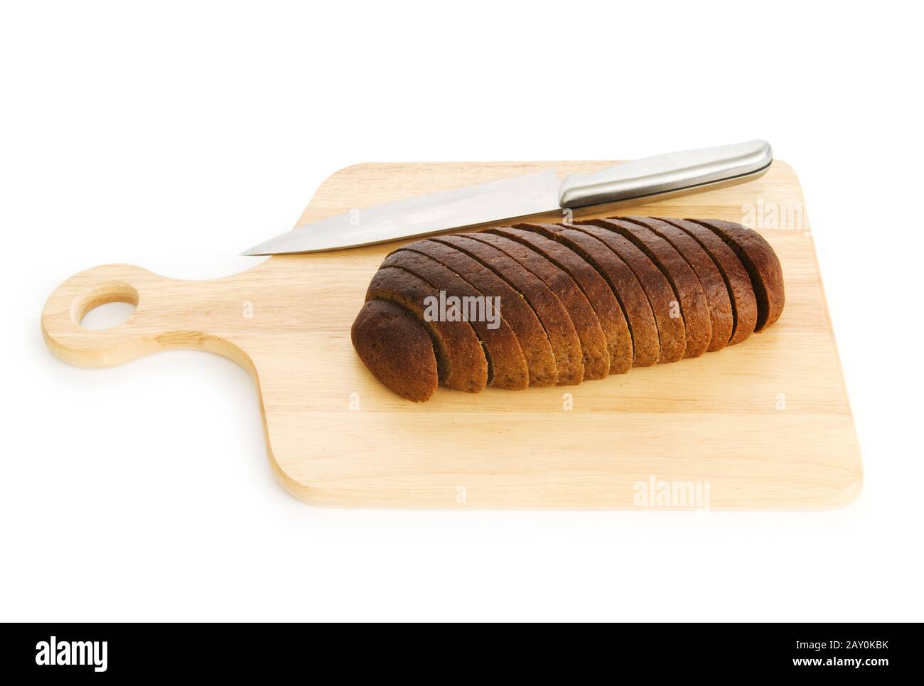Bread and cutting board isolated on white Stock Photo - Alamy