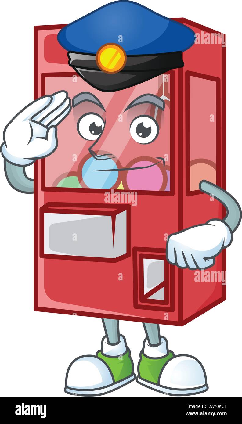 A character design of toy claw machine working as a Police officer ...