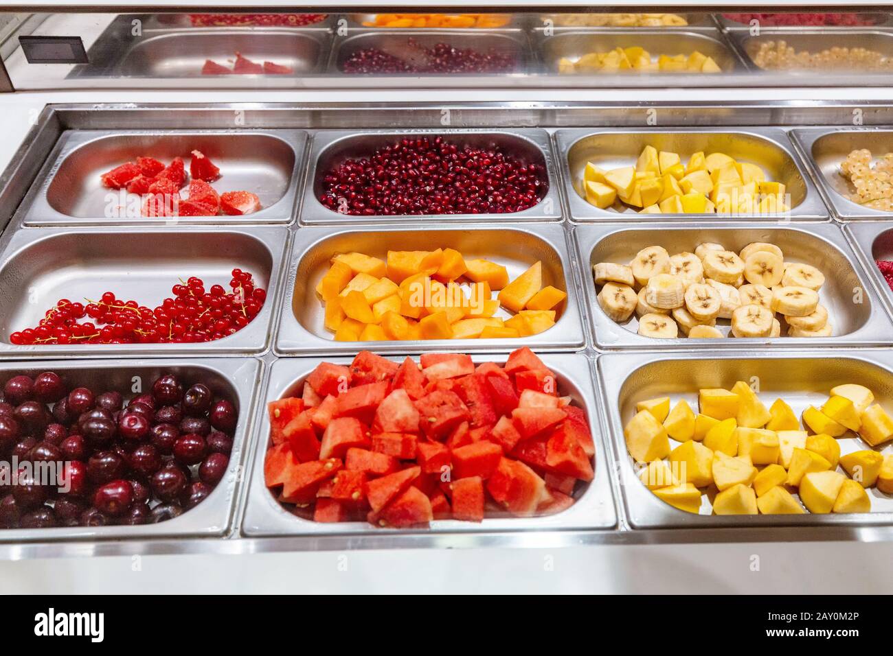selfservice bar with a choice of different fruits at one price Stock ...