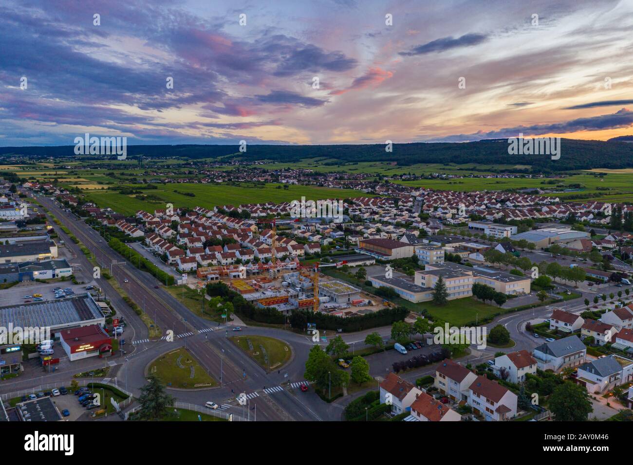Idyllic townscape scenery of Dijon under beautiful sunset sky Stock ...