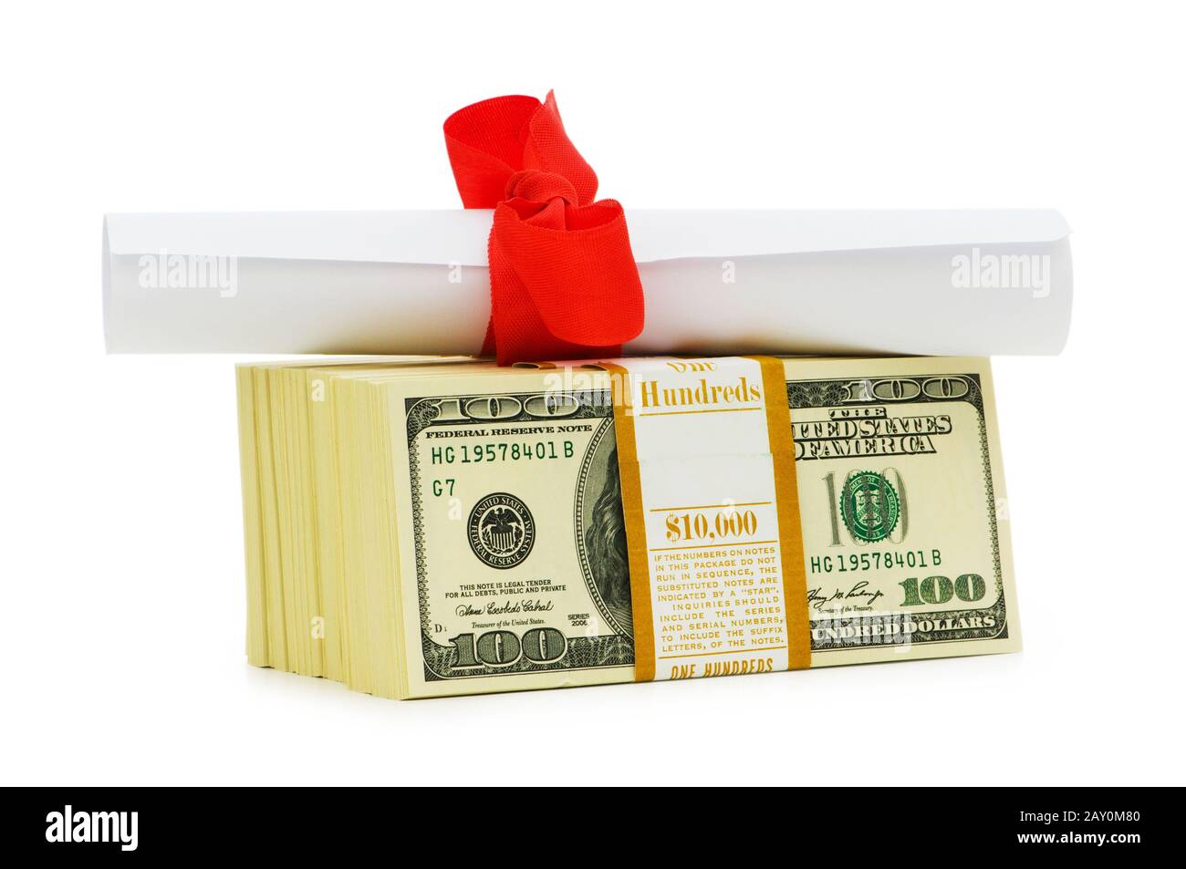 Concept of expensive education - dollars and diploma Stock Photo - Alamy