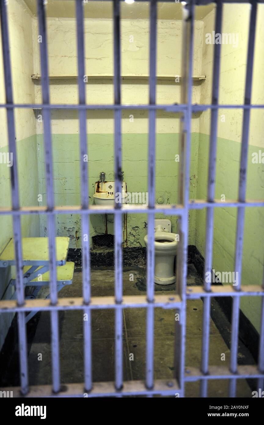 View into a former cell in a cell block in the prison Stock Photo - Alamy