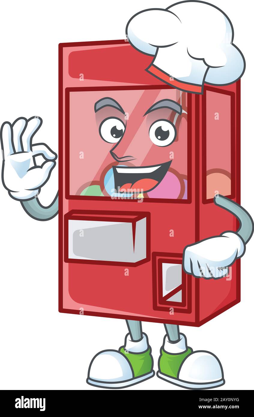 Toy claw machine cartoon character in a chef dress and white hat Stock ...