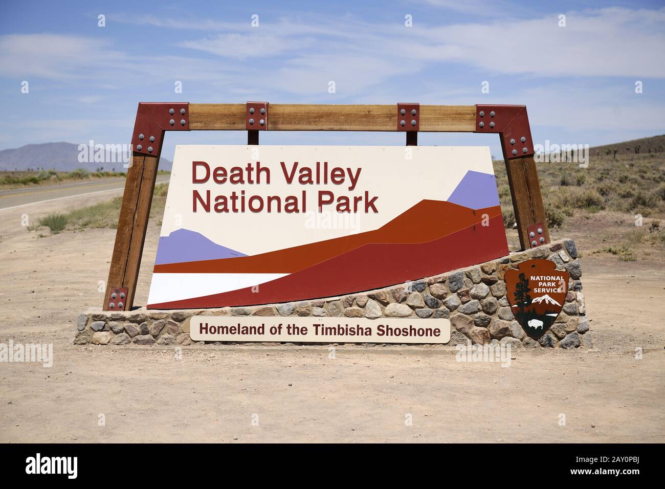 Entrance sign to Death Valley National Park, California, USA Stock ...