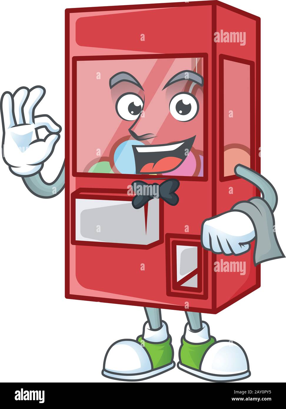 A toy claw machine cartoon mascot working as a Waiter Stock Vector ...