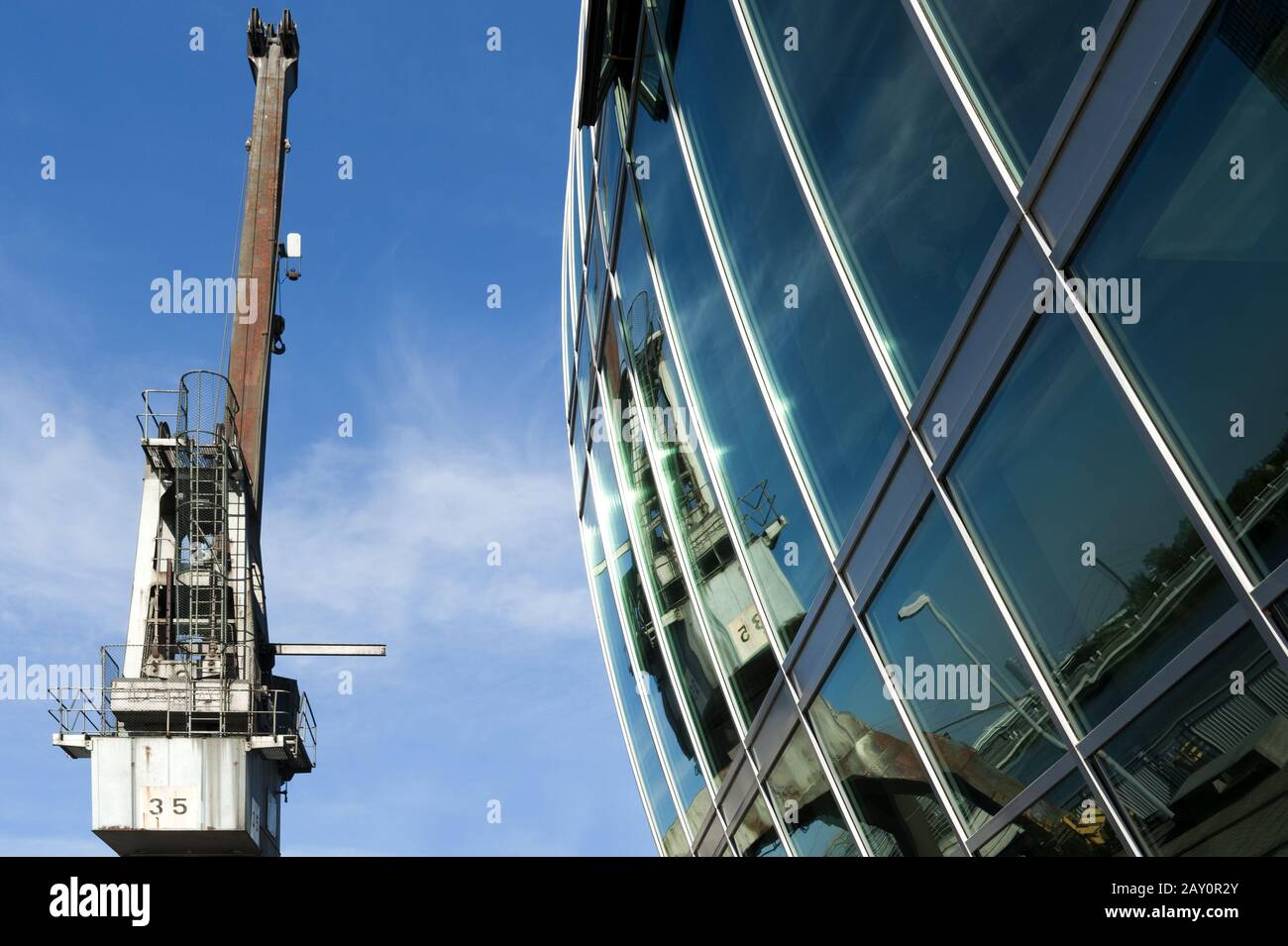 Crane in window Stock Photo - Alamy