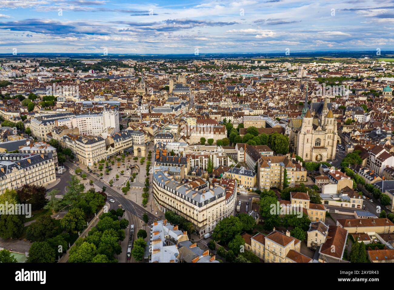 Beautiful aerial townscape scenery of Dijon city in Burgundy, France ...