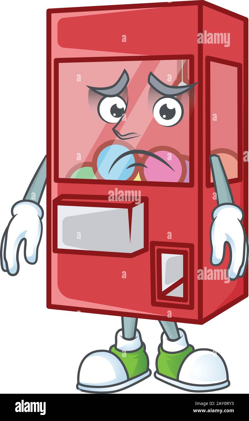 Cartoon character of a toy claw machine having an afraid face Stock ...