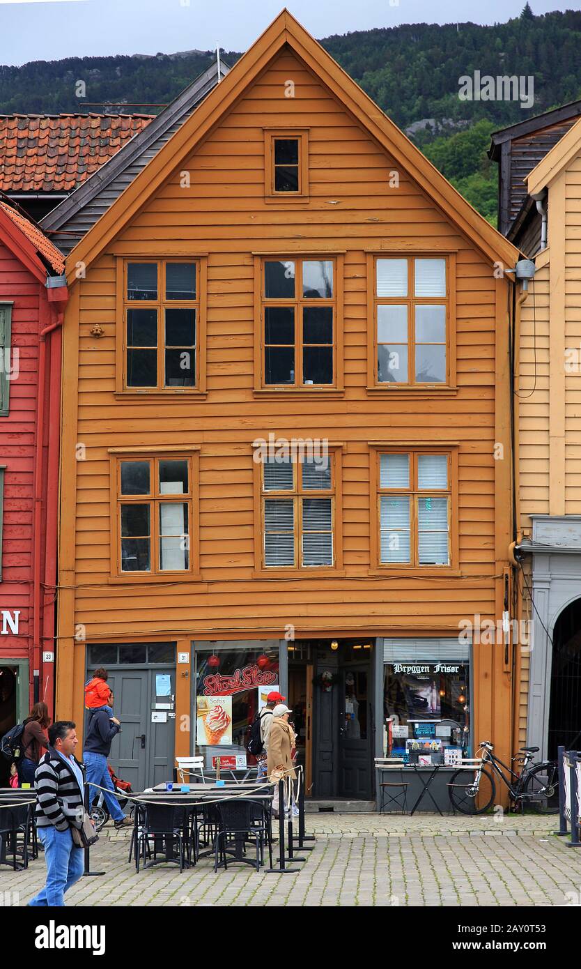 Bryggen Hanseatic Wharf in Bergen city, Norway Stock Photo - Alamy