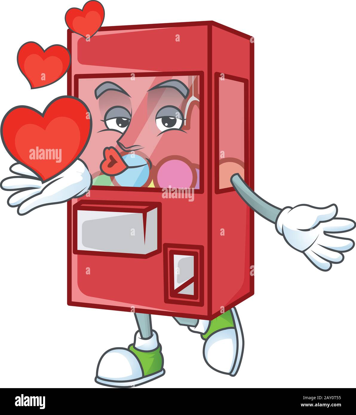 A sweetie toy claw machine cartoon character holding a heart Stock ...