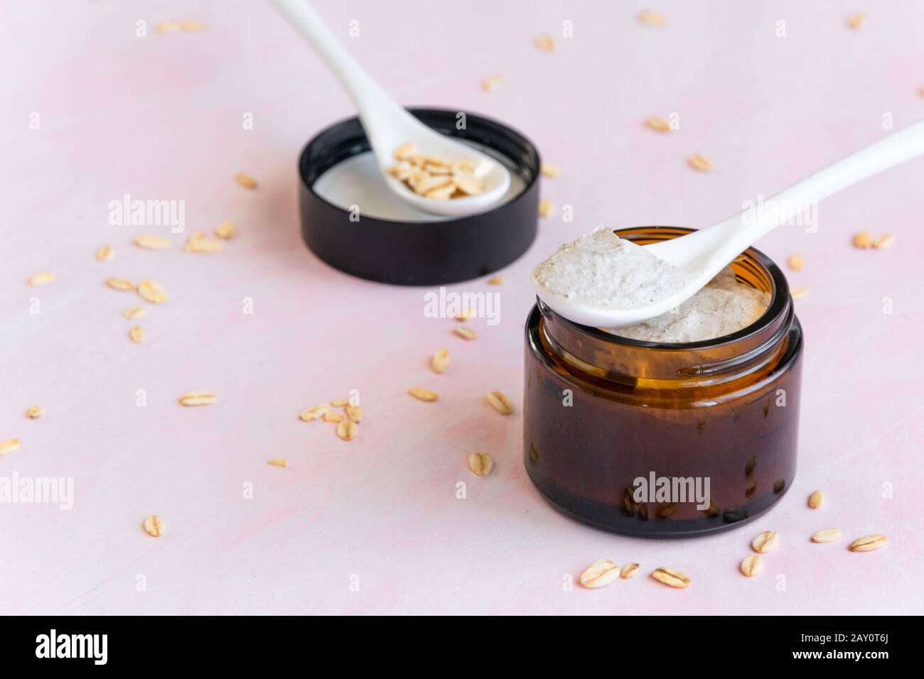 Hygiene bath product. Body, face scrub with biological oats. Wellness ...