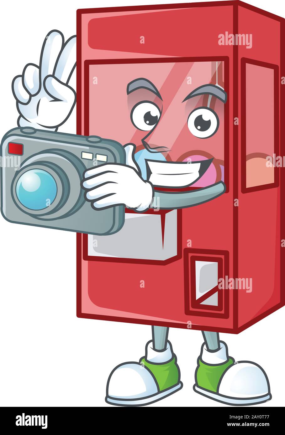 A toy claw machine Photographer cartoon character in action with a ...