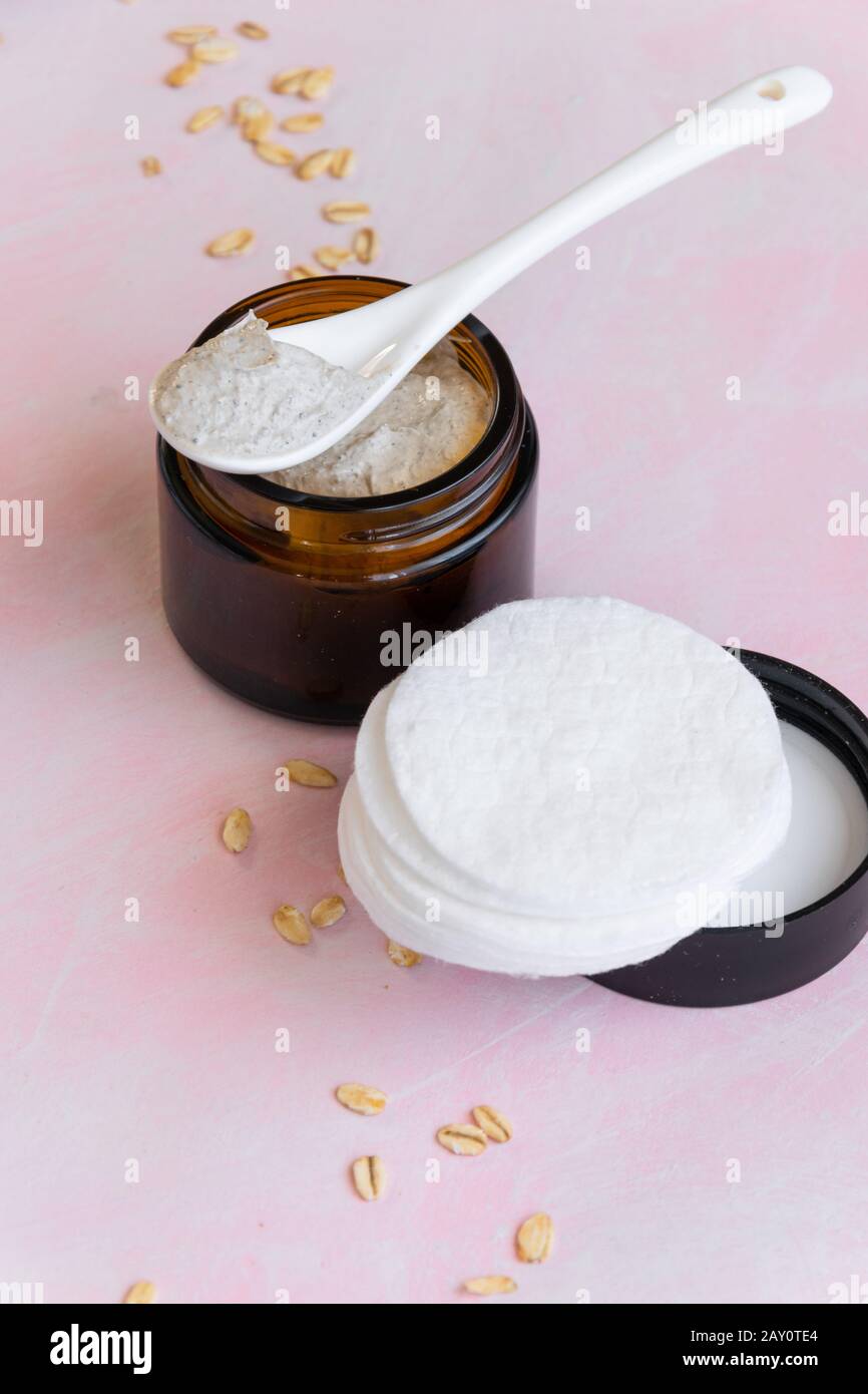 Hygiene bath product. Body, face scrub with biological oats. Wellness ...