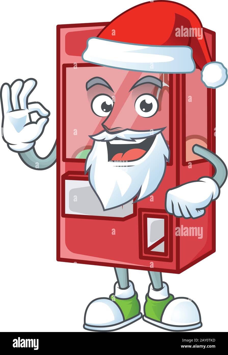 A lovely Santa toy claw machine mascot picture style with ok finger ...
