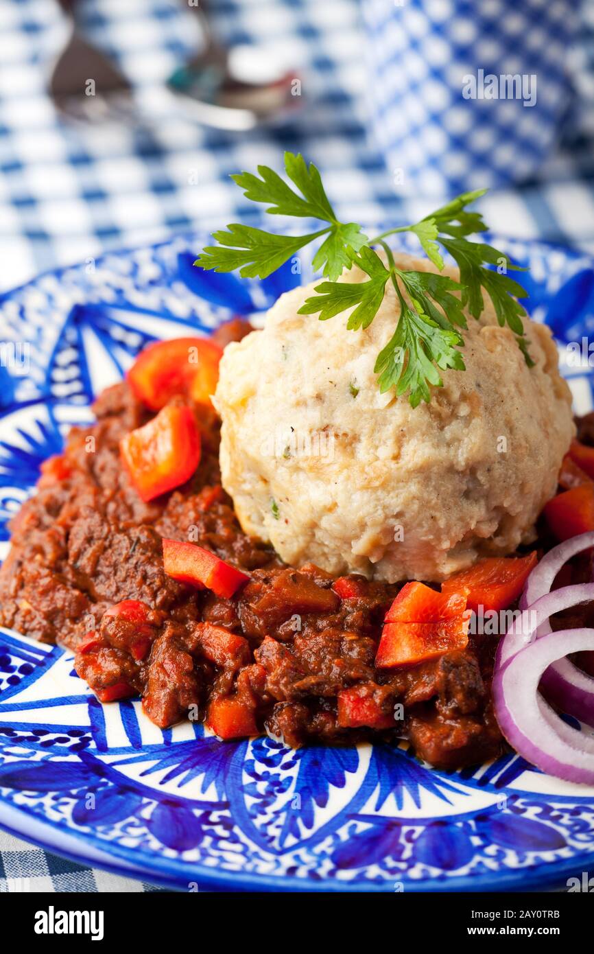 Goulash dumpling on plate hi-res stock photography and images - Alamy