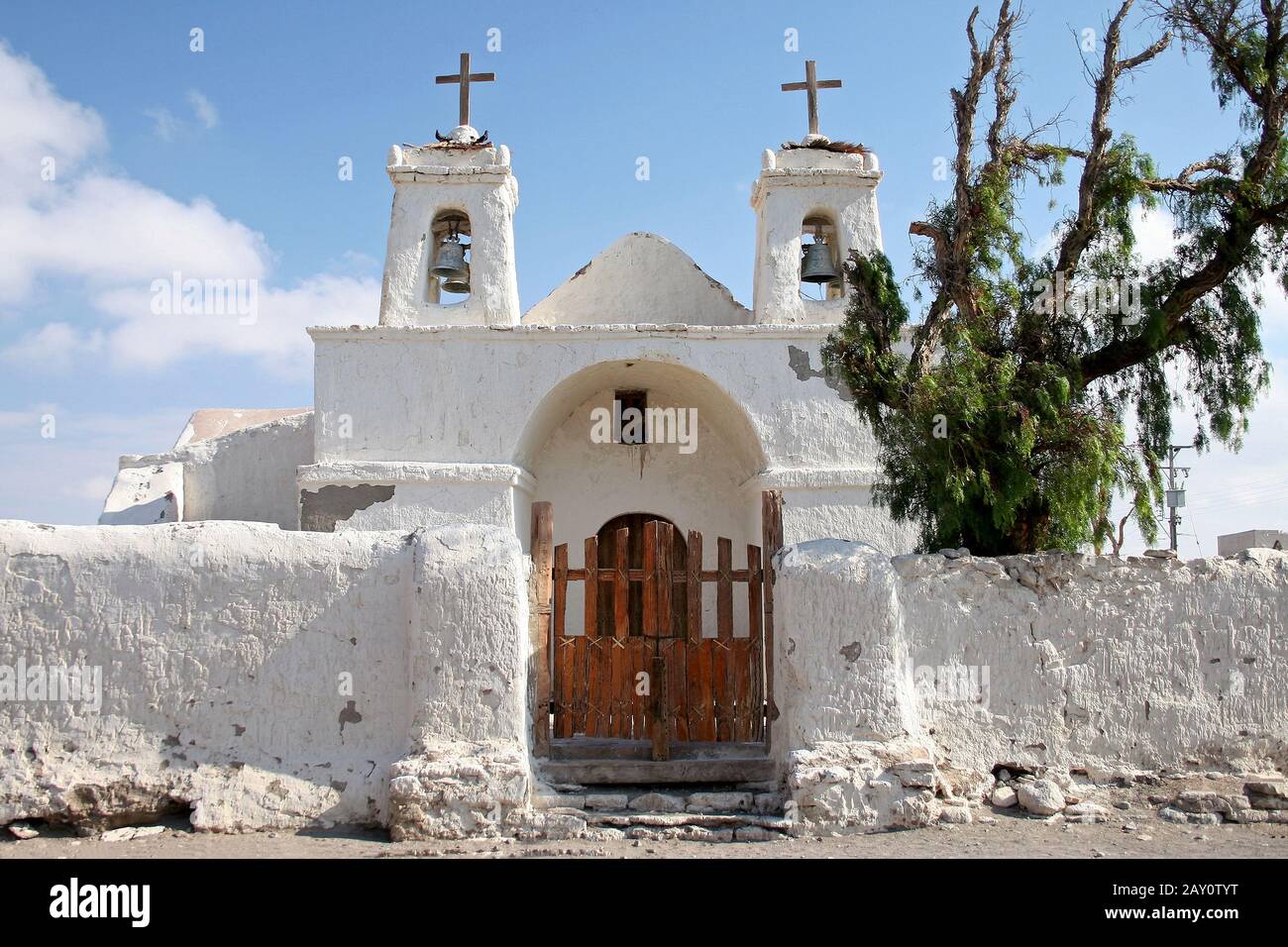 Desert church in the oasis Chiu Chiu, Chile Stock Photo - Alamy