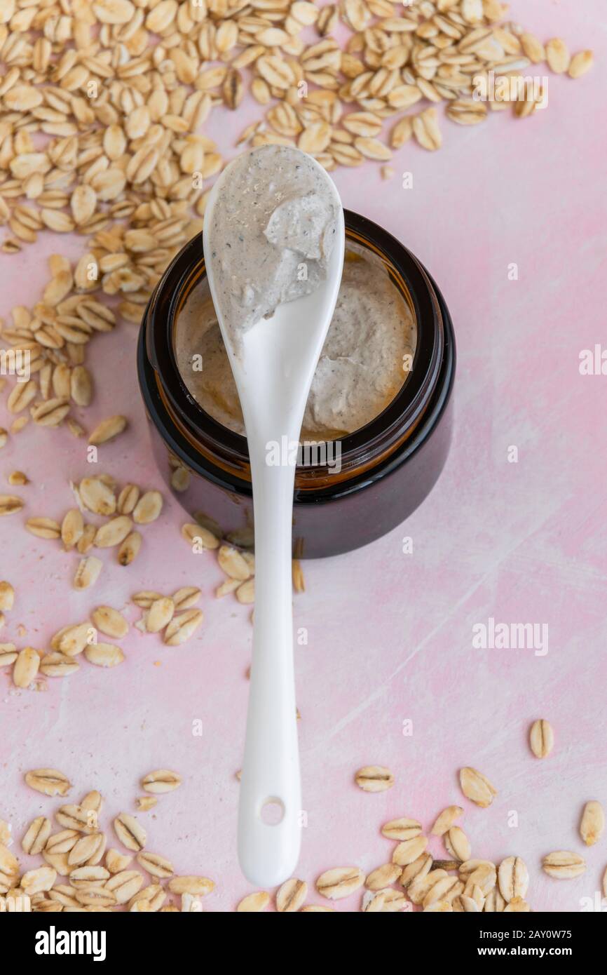 Hygiene bath product. Body, face scrub with biological oats. Wellness ...